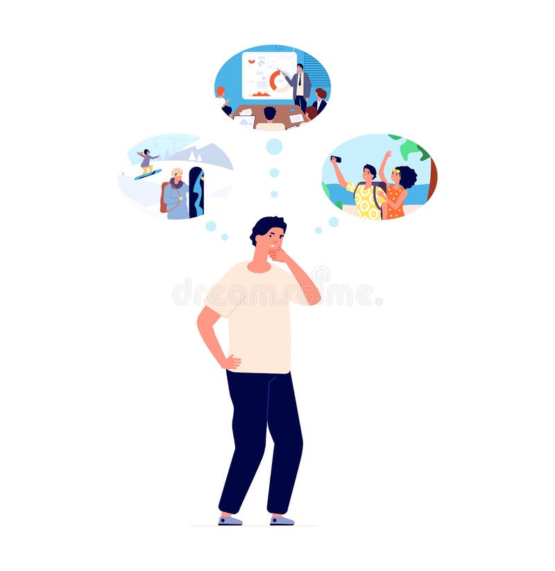 Man Choose. Person Thinking, Thoughtful Guy Confused by Problem Stock ...