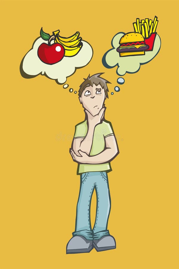 Healthy Vs Junk Food Isolated Unhealthy Lifestyle Stock Illustration