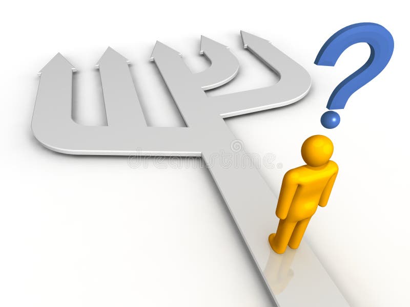 Man Choosing Five Arrow Direction Stock Illustration - Illustration of ...