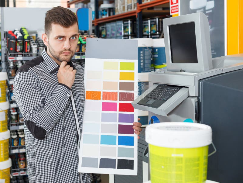 Man Choosing Samples of Color at Palette Stock Image - Image of price ...
