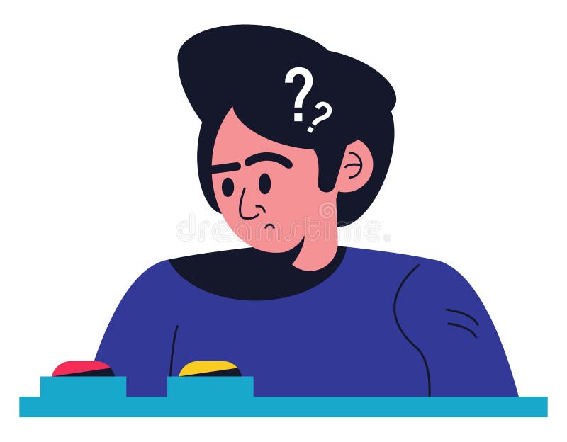 Man choosing two buttons stock vector. Illustration of opportunity ...