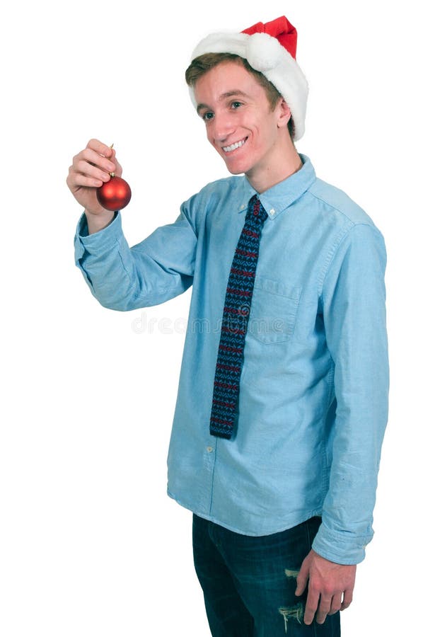 Man with Christmas Tree Ornament Stock Photo - Image of person ...