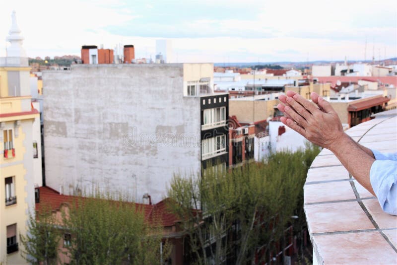 Clapping Hands at Balcony Stock Photo Stock Photo - Image of ...