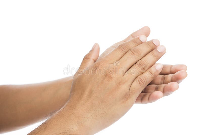 Man Clapping Hands, Applause Isolated on White Stock Photo - Image of ...