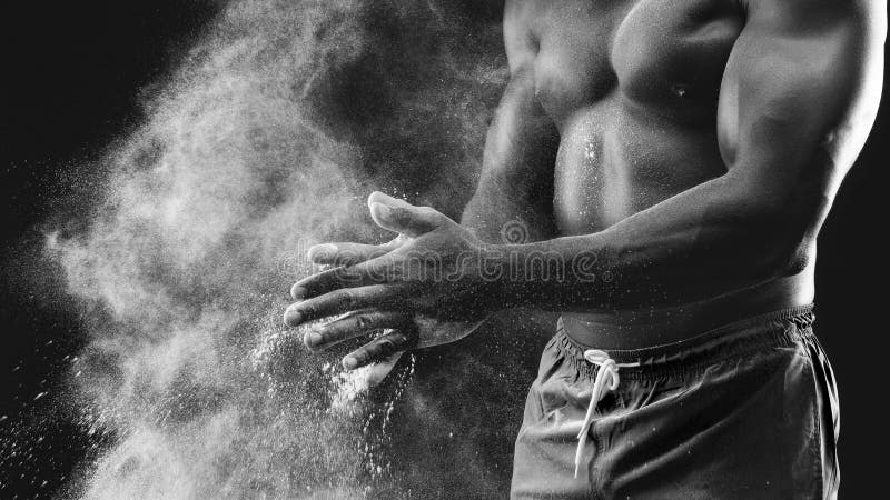 Man Clapping Hands with Chalk Dust Stock Image - Image of prepare ...