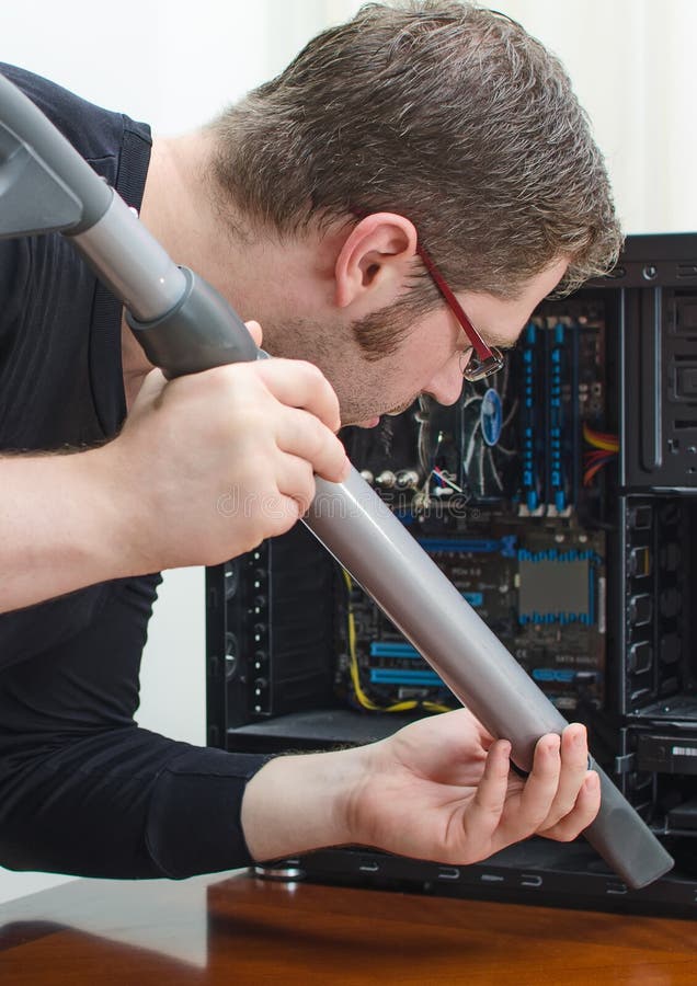 Man cleaning computer stock image. Image of hoover, maintenance - 35333713