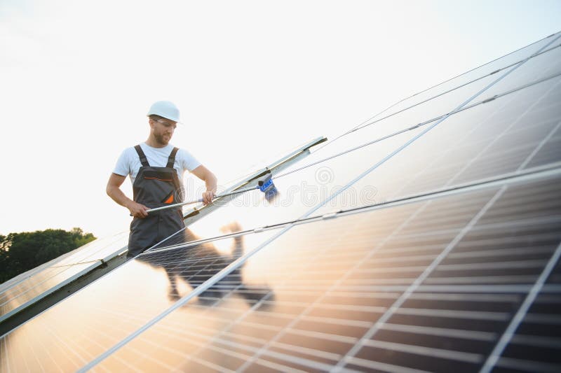 Man Cleaning, Solar Power Washing Stock Image - Image of male, clean ...
