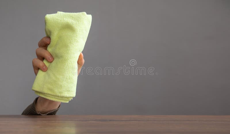 Man Cleaning Table Using Rag at Home Stock Photo - Image of ...