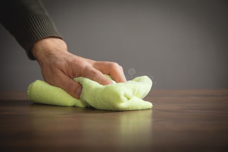 Man Cleaning Table Using Rag at Home Stock Image - Image of cloth, home ...