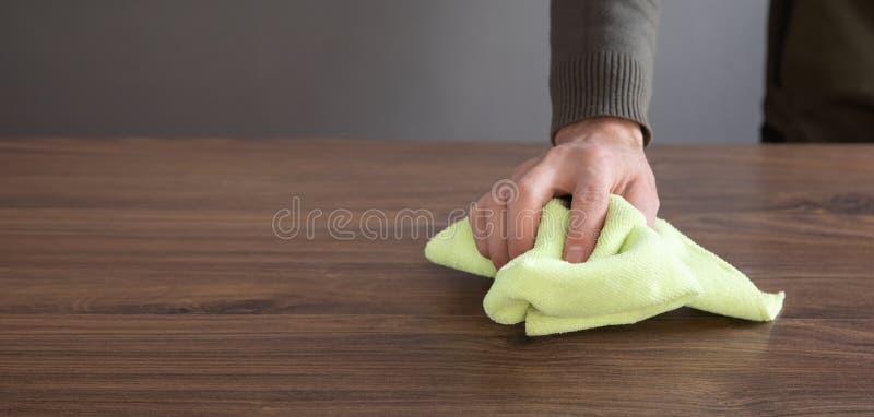 Man Cleaning Table Using Rag at Home Stock Image - Image of house ...