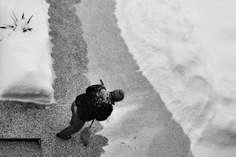 Man cleans snow stock image. Image of cleans, walk, snow - 30043399