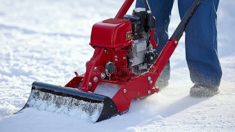 Man Clearing Snow with a Gas-Powered Snow Blower. Winter, Snow Removal ...