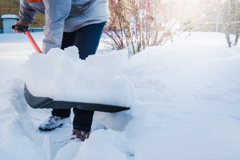 Man Clearing Snow by Shovel after Snowfall. Outdoors Stock Photo ... Man Clearing Snow by Shovel after Snowfall. Outdoors Stock Photo ...