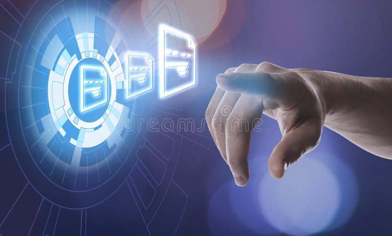 Man Clicking on Document Icon Using Virtual Screen Stock Image - Image ... Man Clicking on Document Icon Using Virtual Screen Stock Image - Image ...