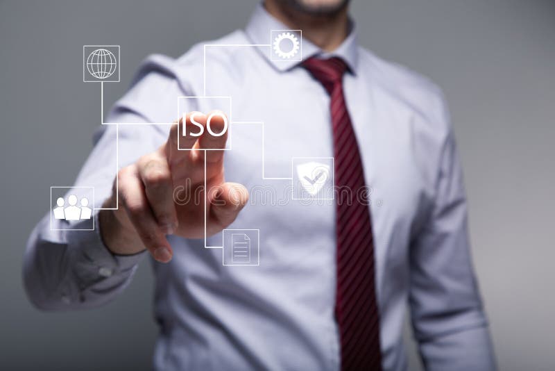 Man Clicks on the Iso. Iso Concept Stock Photo - Image of icon ...