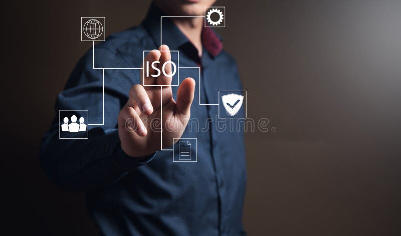 Man Clicks on the Iso. Iso Concept Stock Photo - Image of iso9001 ...