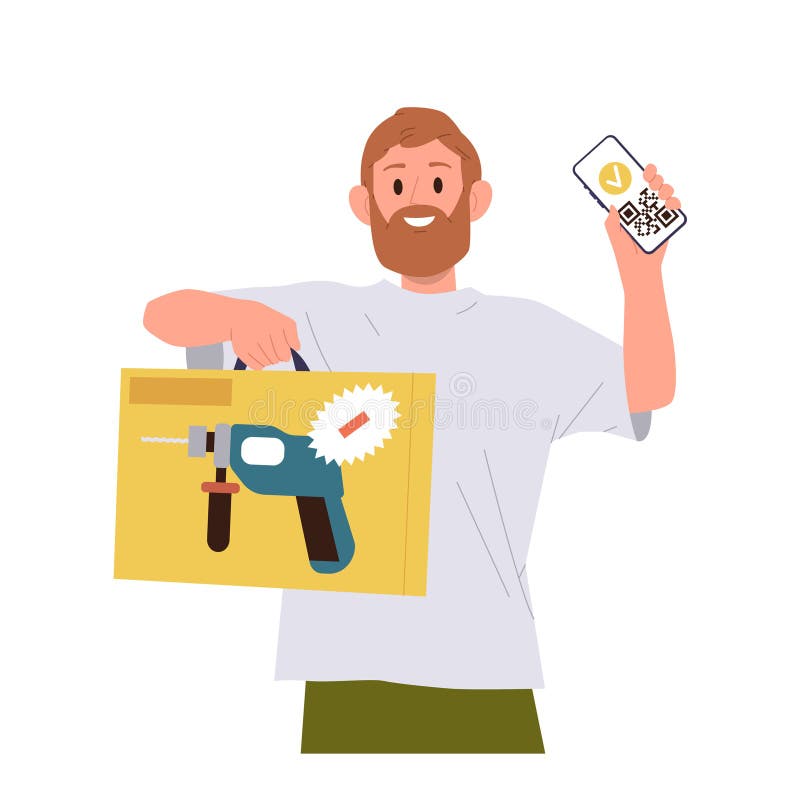 Man Client Cartoon Character Buying Electric Hardware in Electronics ...