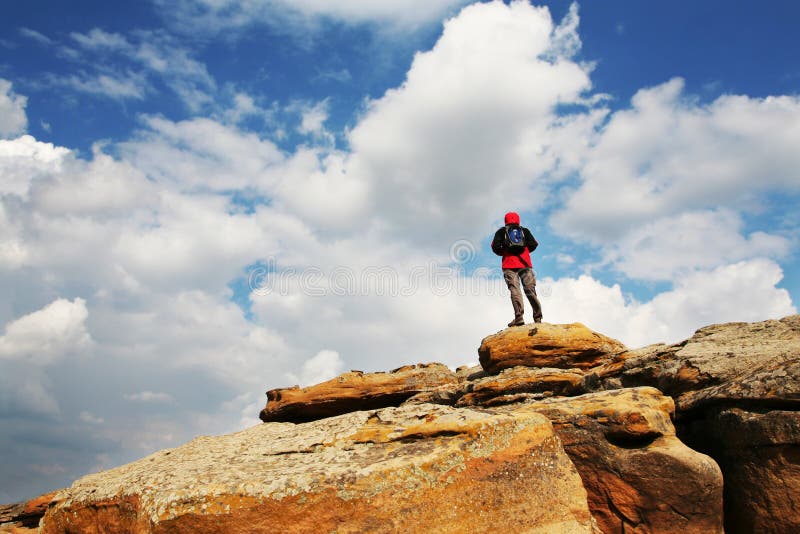 Man on cliff stock photo. Image of active, outdoor, landscape - 54178586