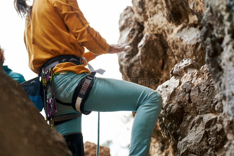 Man Climber is Chalking and Clapping Hands with White Chalk Powder ...