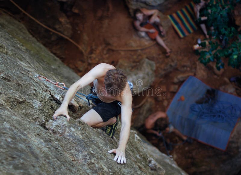 Rock climber dangling. stock image. Image of adventure - 23530147