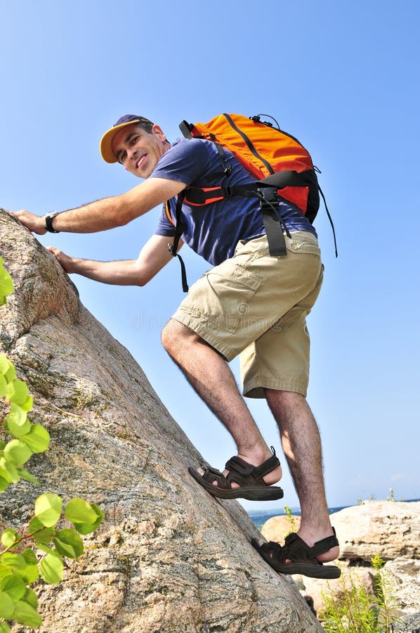 Man climbing stock image. Image of climb, backpack, adventure - 6218459