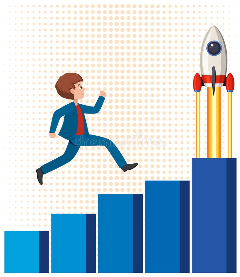 Man climbing bar graph stock vector. Illustration of ascent - 332655219