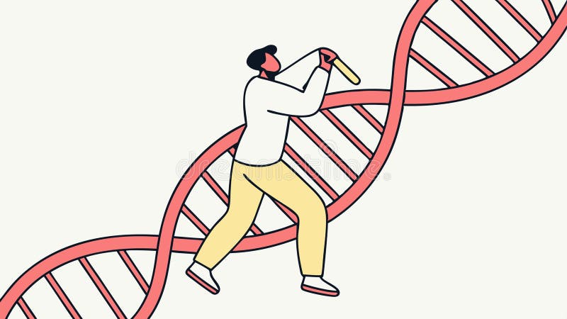 Man Climbing DNA Helix Vector Illustration, Science and Progress ...