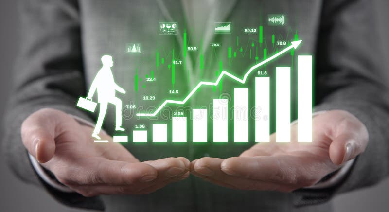 Man Climbing Graph and Stock Market Statistics Stock Photo - Image of ...
