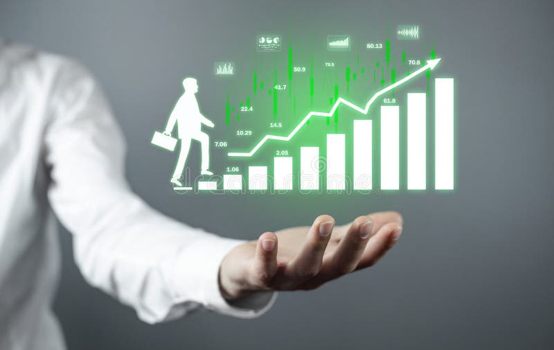 Man Climbing Graph and Stock Market Statistics Stock Photo - Image of ...