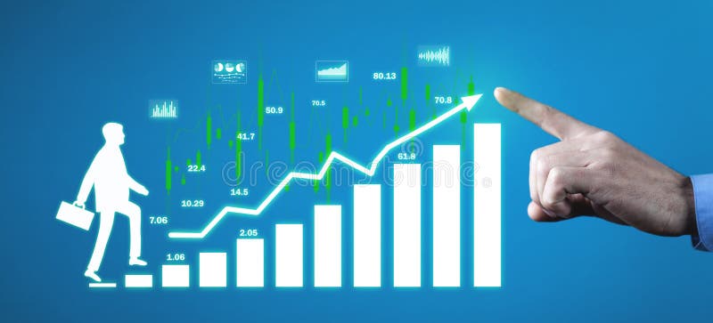 Man Climbing Graph and Stock Market Statistics Stock Image - Image of ...