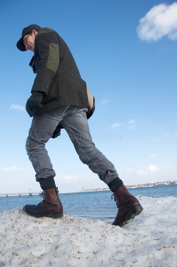 Man climbing iceberg stock photo. Image of boots, walking - 13254090