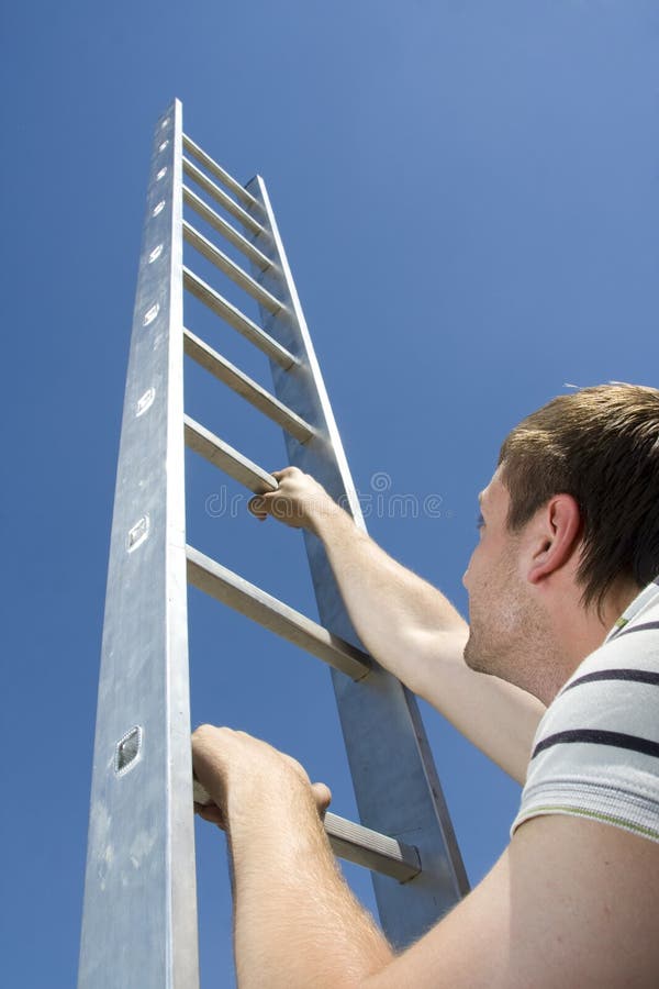 Man climbing ladder stock photo. Image of color, leadership - 14745070