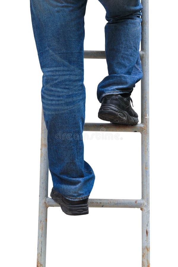 Man Climbing Ladder,Isolated Stock Image - Image of opportunity, ladder ...