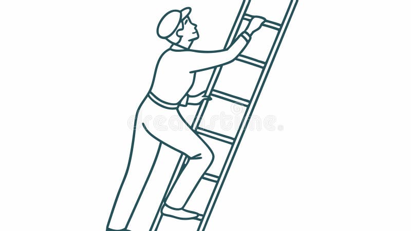 Man Climbing Ladder, Progress and Ambition Vector Art, Vector Design ...