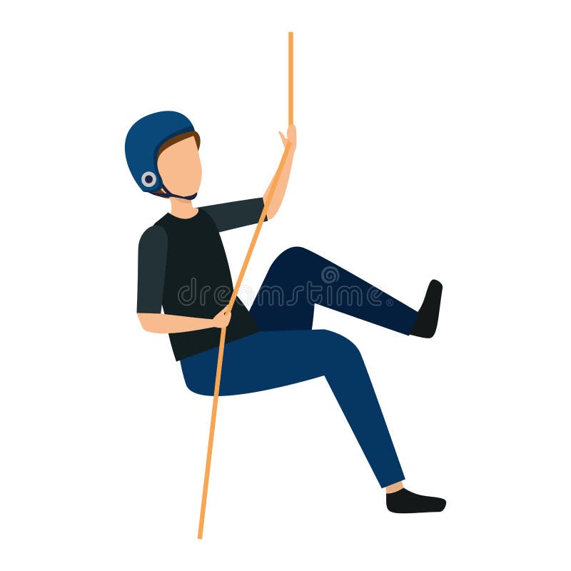 Man Climbing with Rope Character Stock Illustration - Illustration of ...