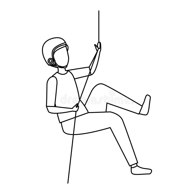 Man Climbing with Rope Character Stock Illustration - Illustration of ...