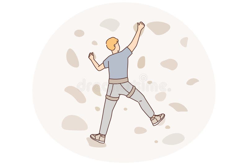 Man Climbs on a Climbing Wall in a Climbing Gym Isolated Stock Vector ...