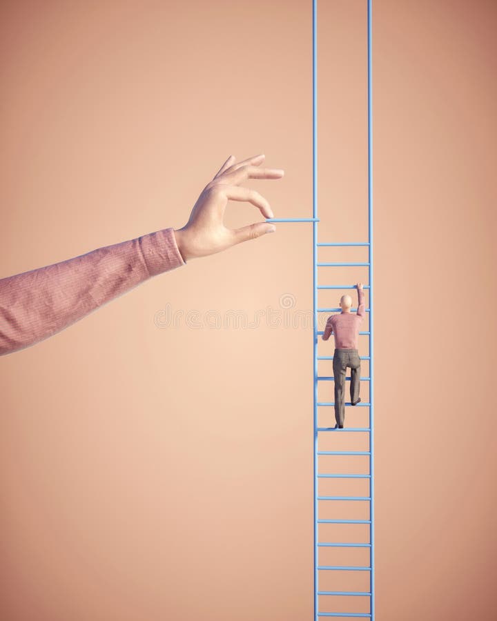 Man climbs a ladder stock illustration. Illustration of future - 242421778
