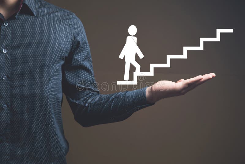The Man Climbs the Stairs. Illustration Stock Photo - Image of icon ... The Man Climbs the Stairs. Illustration Stock Photo - Image of icon ...