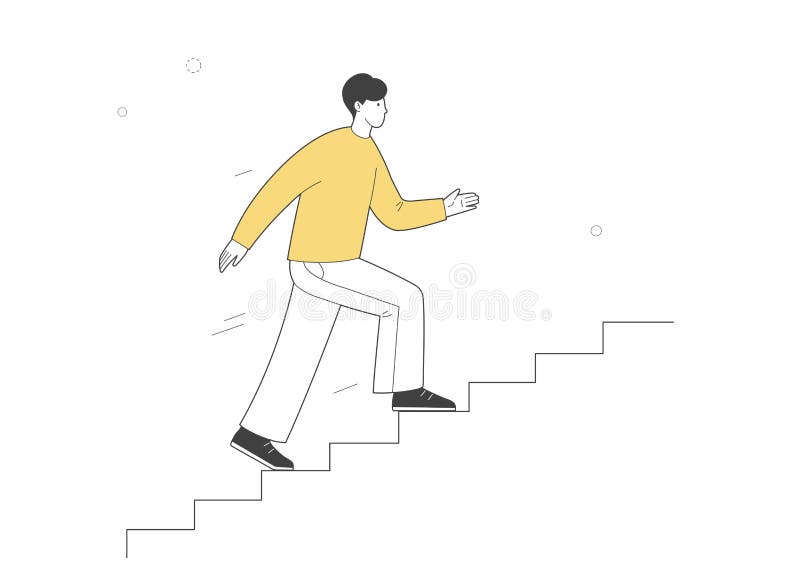 Man Climbs the Stairs. Vector Outline Illustration Stock Vector ... Man Climbs the Stairs. Vector Outline Illustration Stock Vector ...