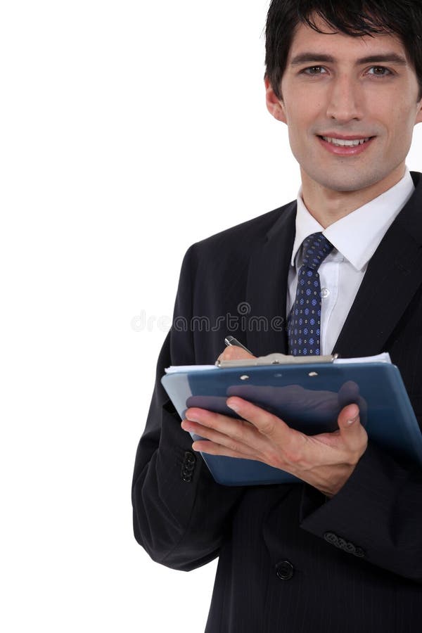 Man with clip-board stock photo. Image of accept, communicate - 33936134