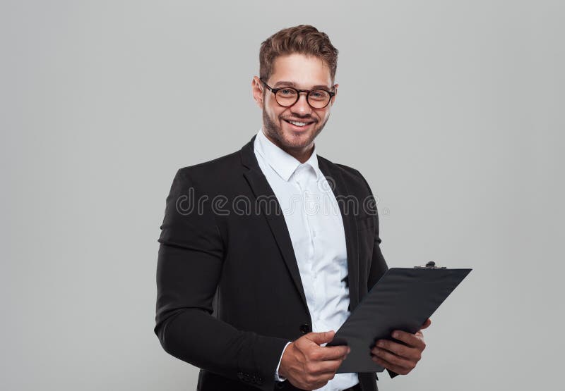 Man With Clipboard Stock Image Image Of Attractive 104680415