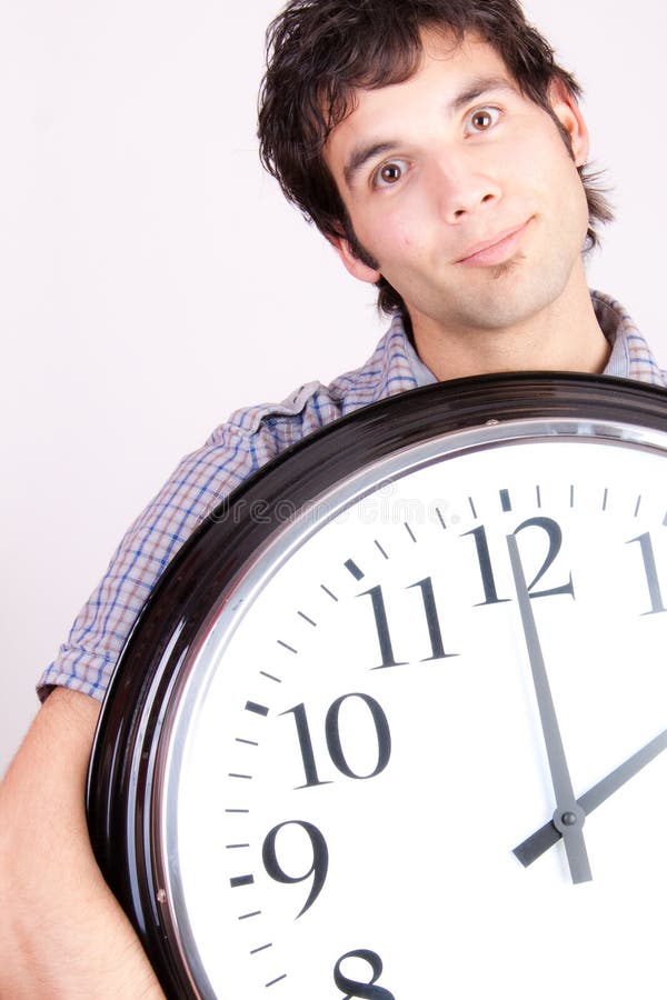 Man with clock stock photo. Image of alarm, person, deadline - 13541460