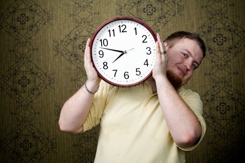 Man with a clock stock photo. Image of worker, person - 14151576