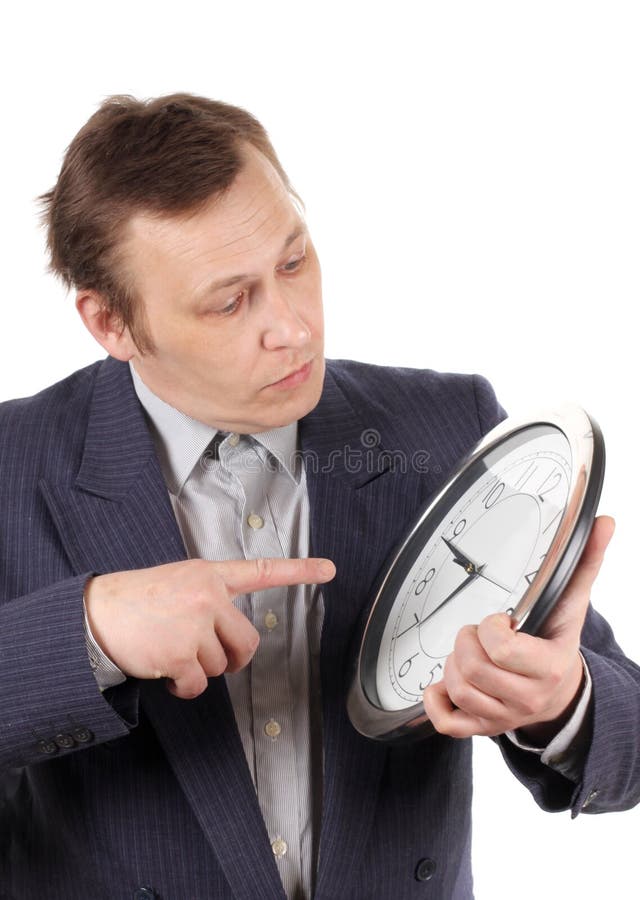 Man with clock stock photo. Image of office, face, busy - 23975696