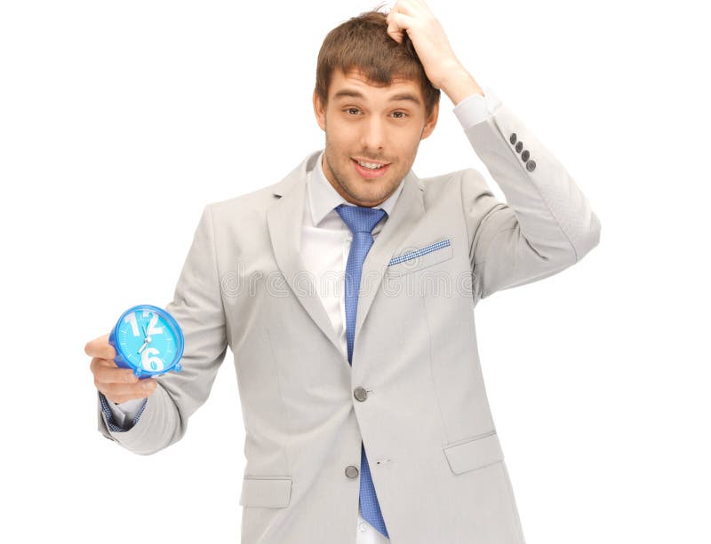 Man with clock stock image. Image of cheerful, corporate - 25094669