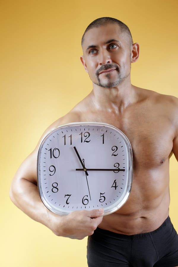 Man with clock stock photo. Image of alarm, facial, people - 28679446
