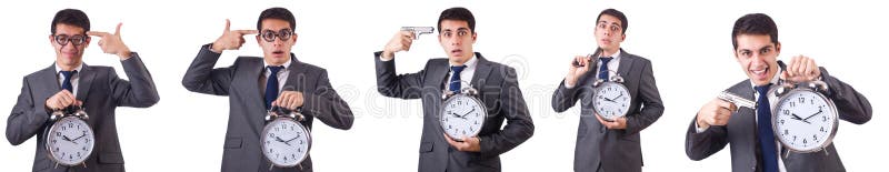 The Man with Clock Isolated on White Stock Photo - Image of composite ...