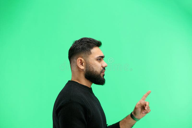 Man, Close-up, on a Green Background Stock Image - Image of clueless ...