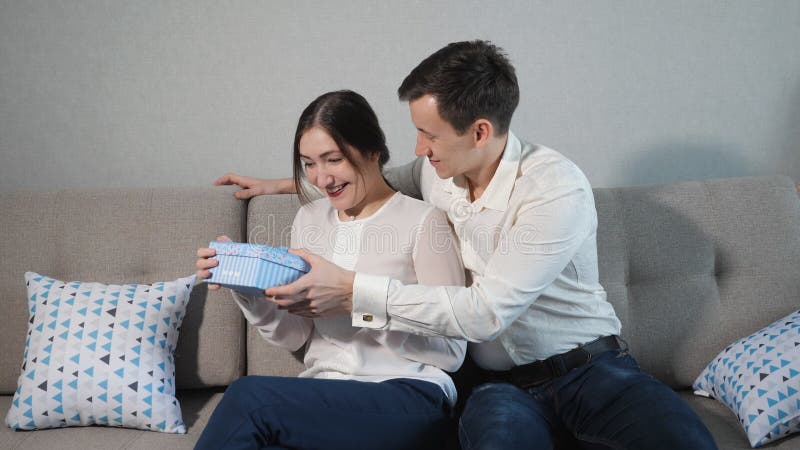 Man Closes His Is Girlfriend`s Eyes To Make Surprise Stock Video